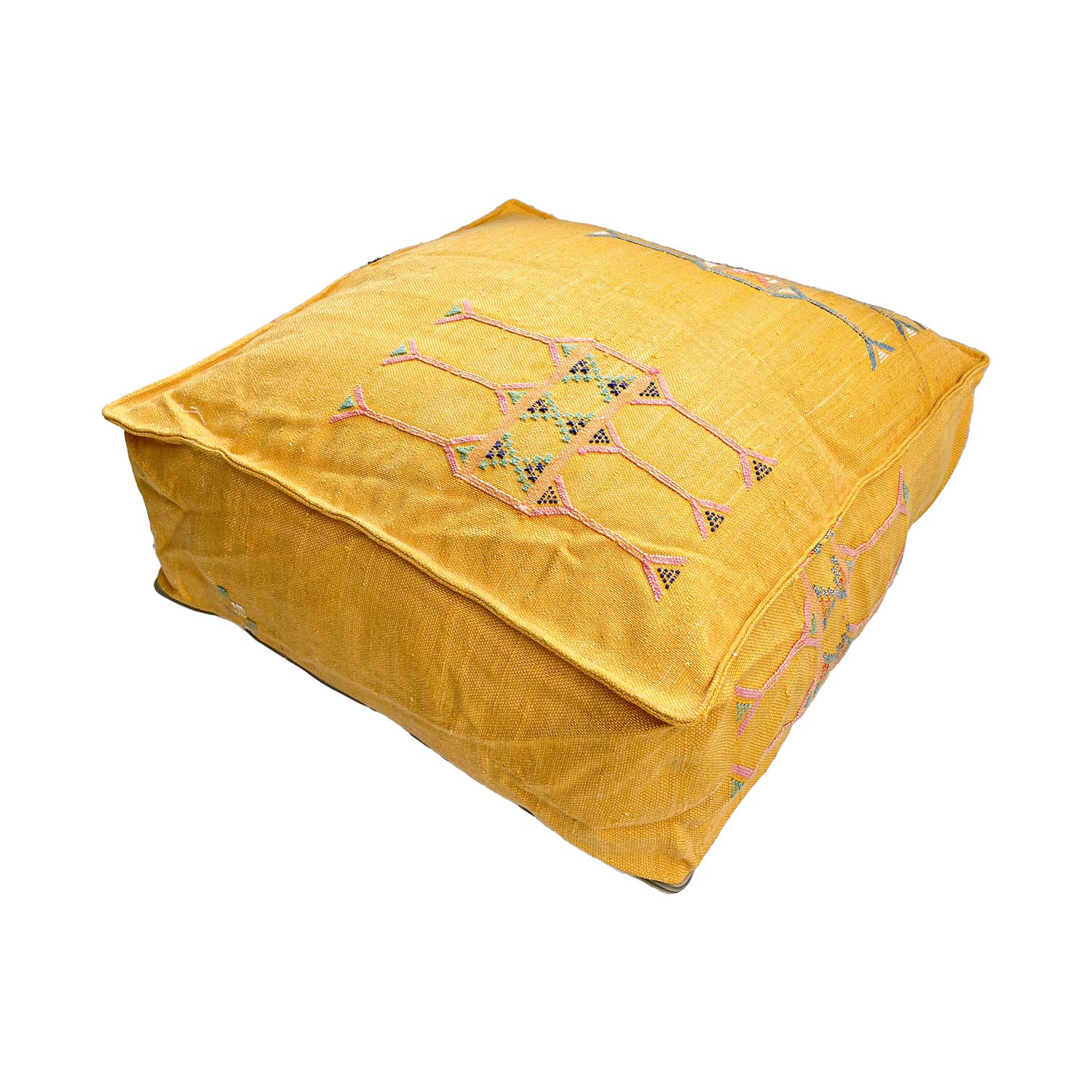 Puff sabra color platano - 60x60x20 cm - Made in Marruecos
